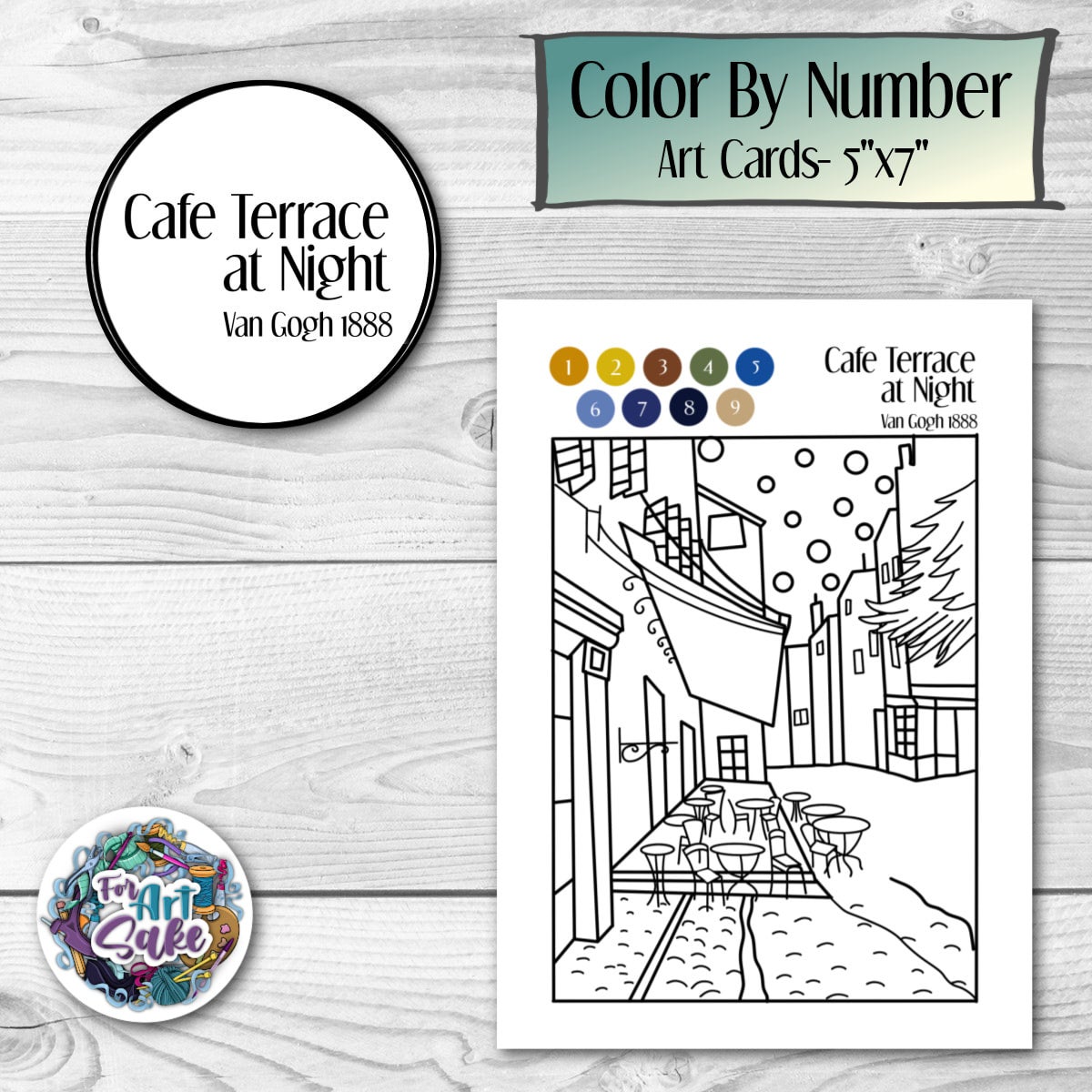 Color By Number Art Card- Cafe Terrace at Night by Van Gogh | For Art ...