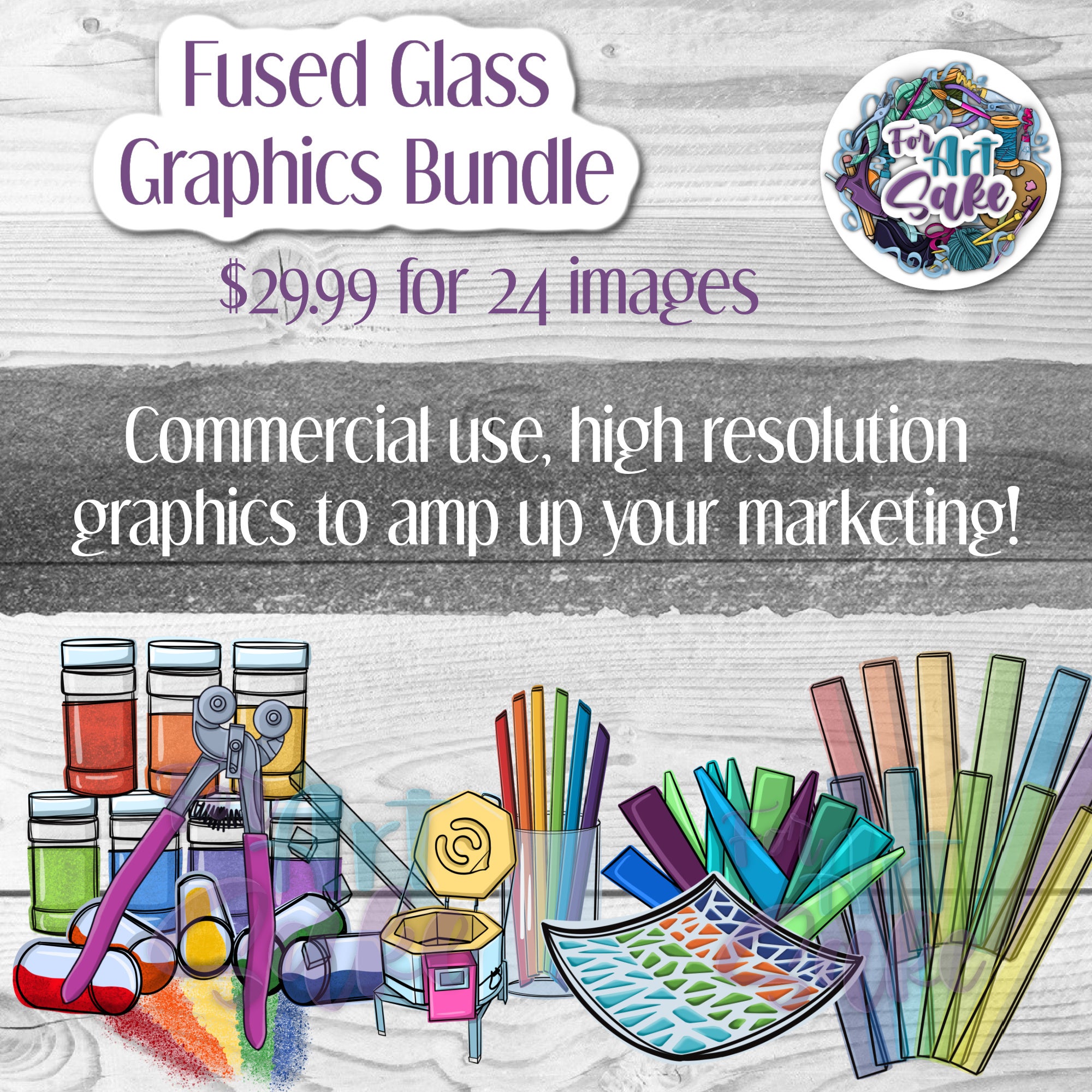 Fused Glass Graphics Bundle- Marketing Images | For Art Sake Stickers