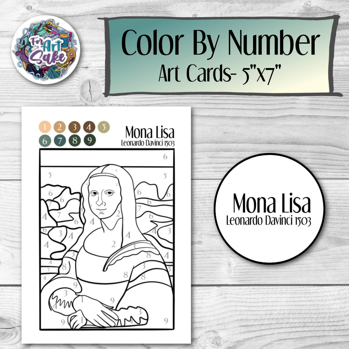 Color By Number Art Card- Mona Lisa: Leonardo DaVinci | For Art Sake ...
