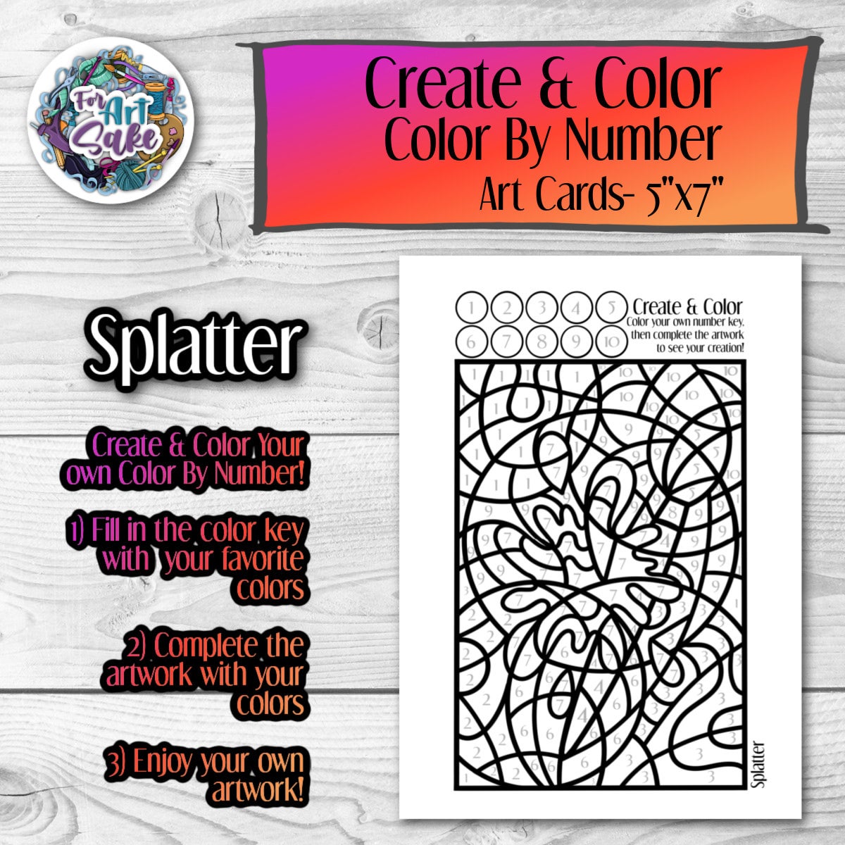 Create & Color By Number Art Card- Mandala - Splatter | For Art Sake ...