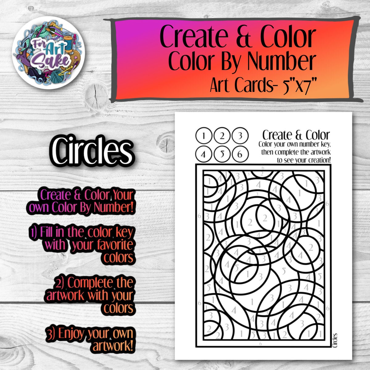 Create & Color By Number Art Card- Circles | For Art Sake Stickers